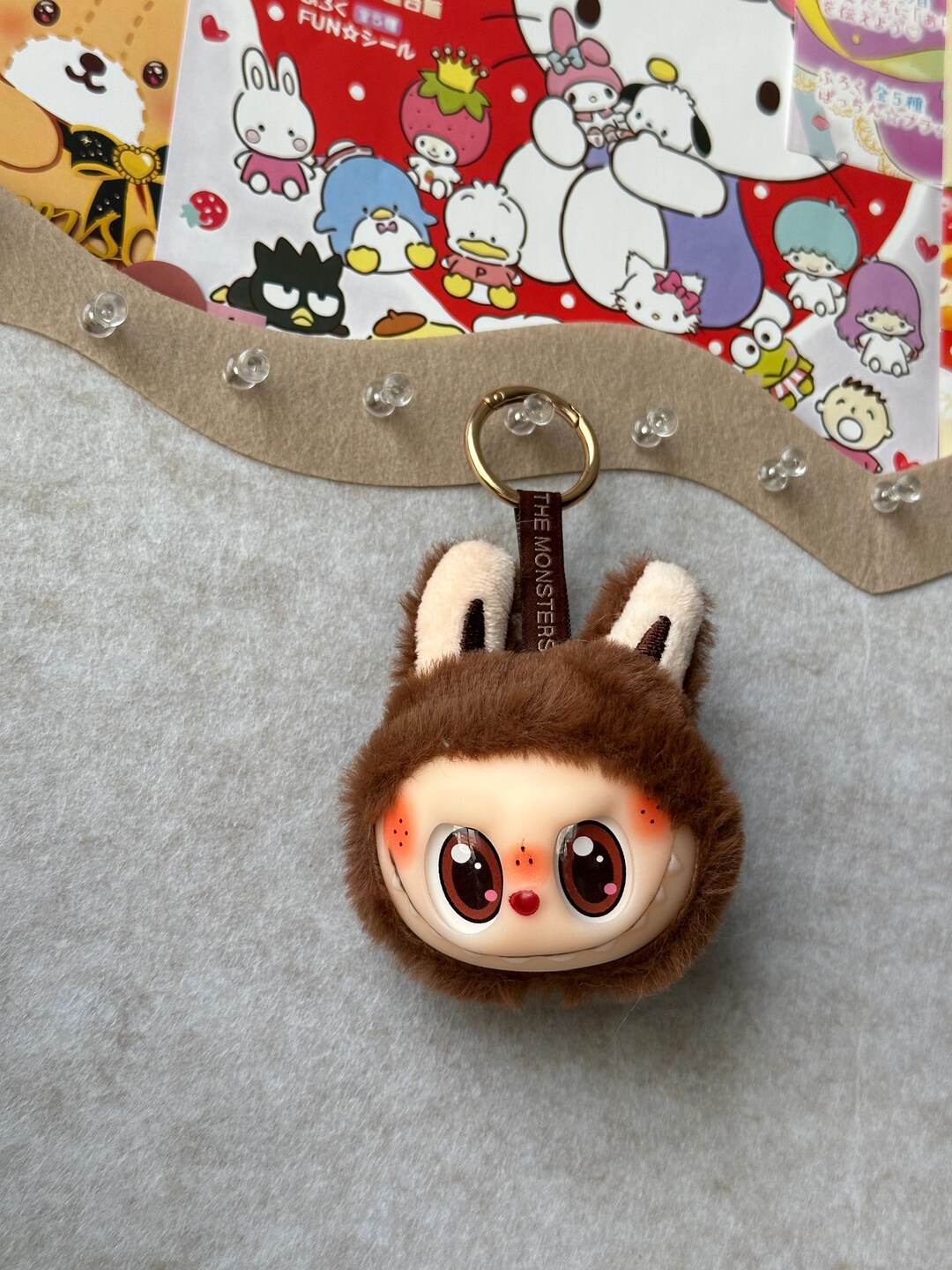 Cute Labubu Bag Charm With Fluffy Heart, Bow, Pum Pum Beads, Lace and ...