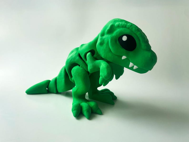 3D Printed Green T-rex: Posable Dinosaur Toy by Cinderwing3d - Etsy