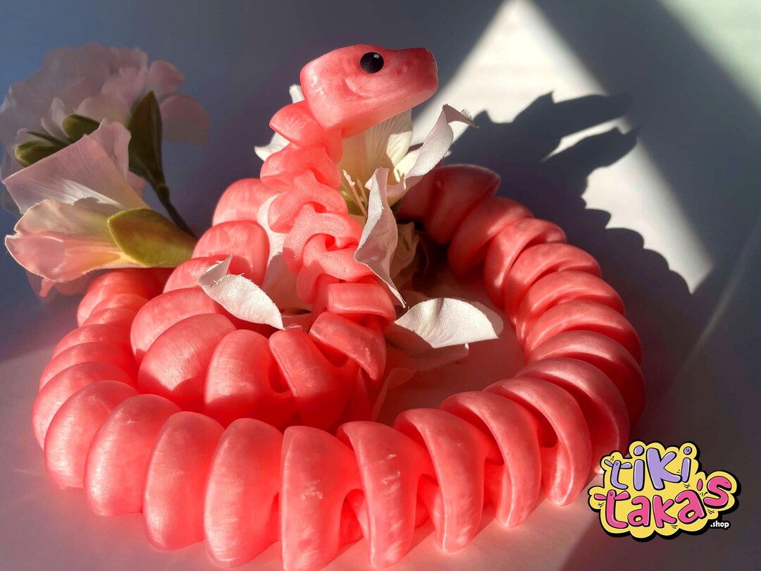 MASSIVE Translucent Pink 3D Printed Snake Noise Making Flexible High ...