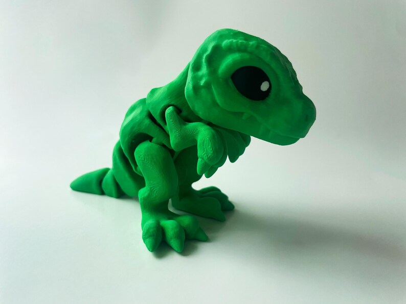 3D Printed Green T-rex: Posable Dinosaur Toy by Cinderwing3d - Etsy