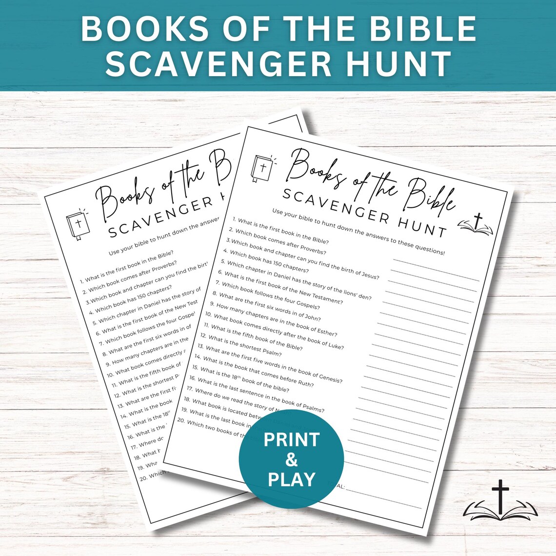 Books of the Bible Scavenger Hunt, Printable Church Bible Games, Youth ...