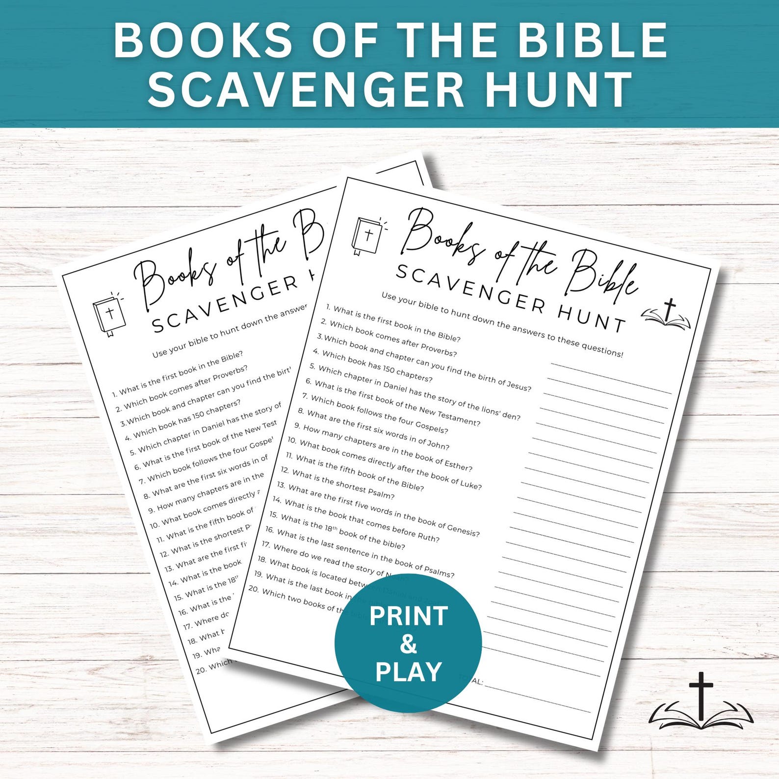 Books of the Bible Scavenger Hunt, Printable Church Bible Games, Youth ...