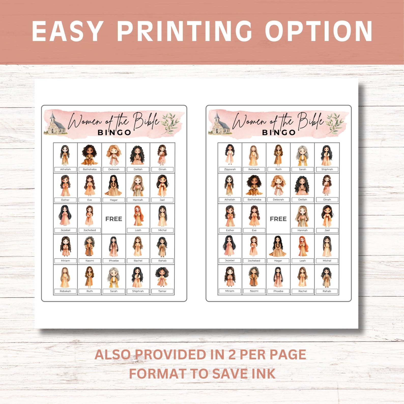 Bible Women Bingo Bible Bingo Game Printable Church Games for Sunday ...