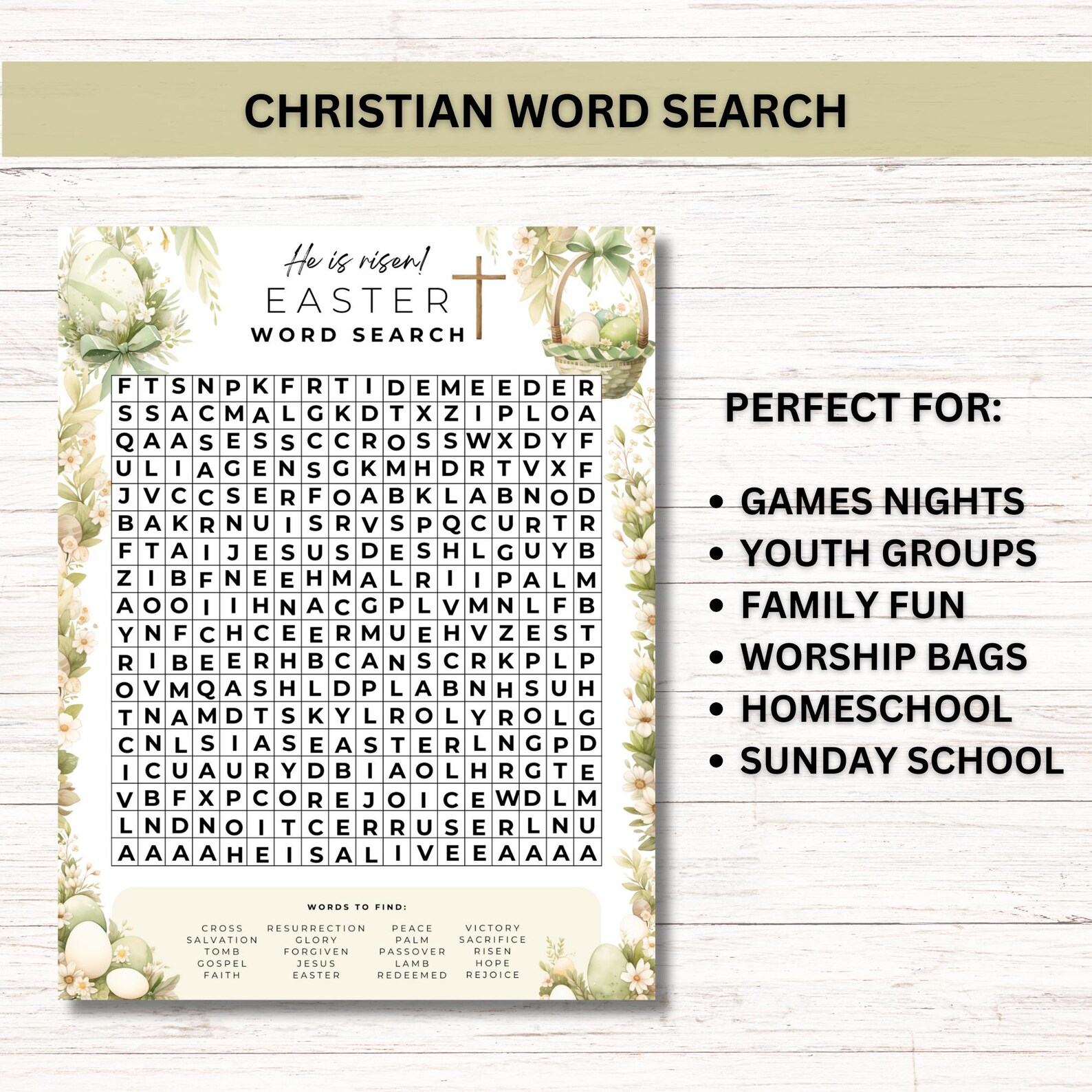 Easter Word Search, Printable Religious Easter Activity, Easter Bible ...