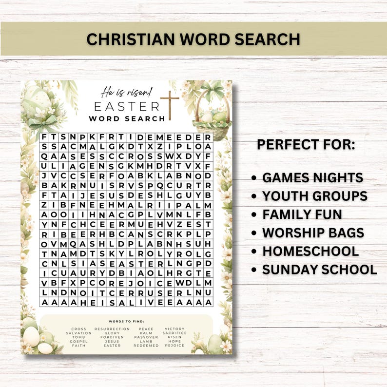 Easter Word Search, Printable Religious Easter Activity, Easter Bible ...