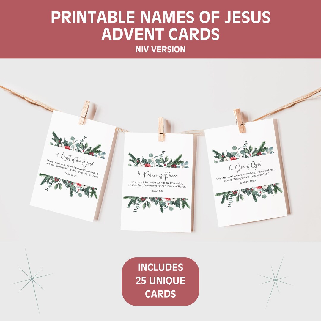 Names of Jesus Christ Advent Calendar, Printable Scripture Cards ...