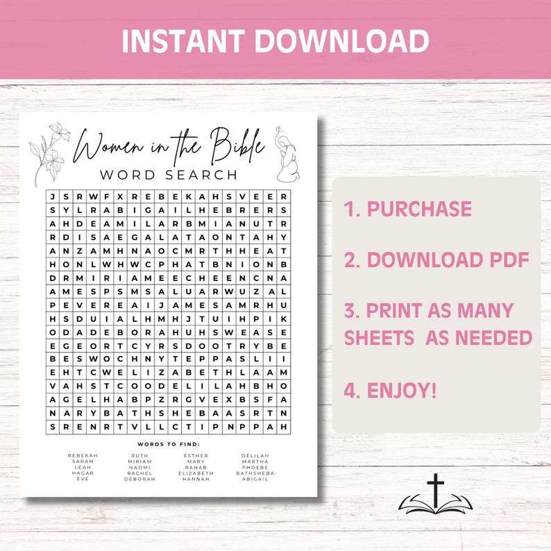 Women in the Bible Word Search, Printable Bible Games, Youth Group and ...