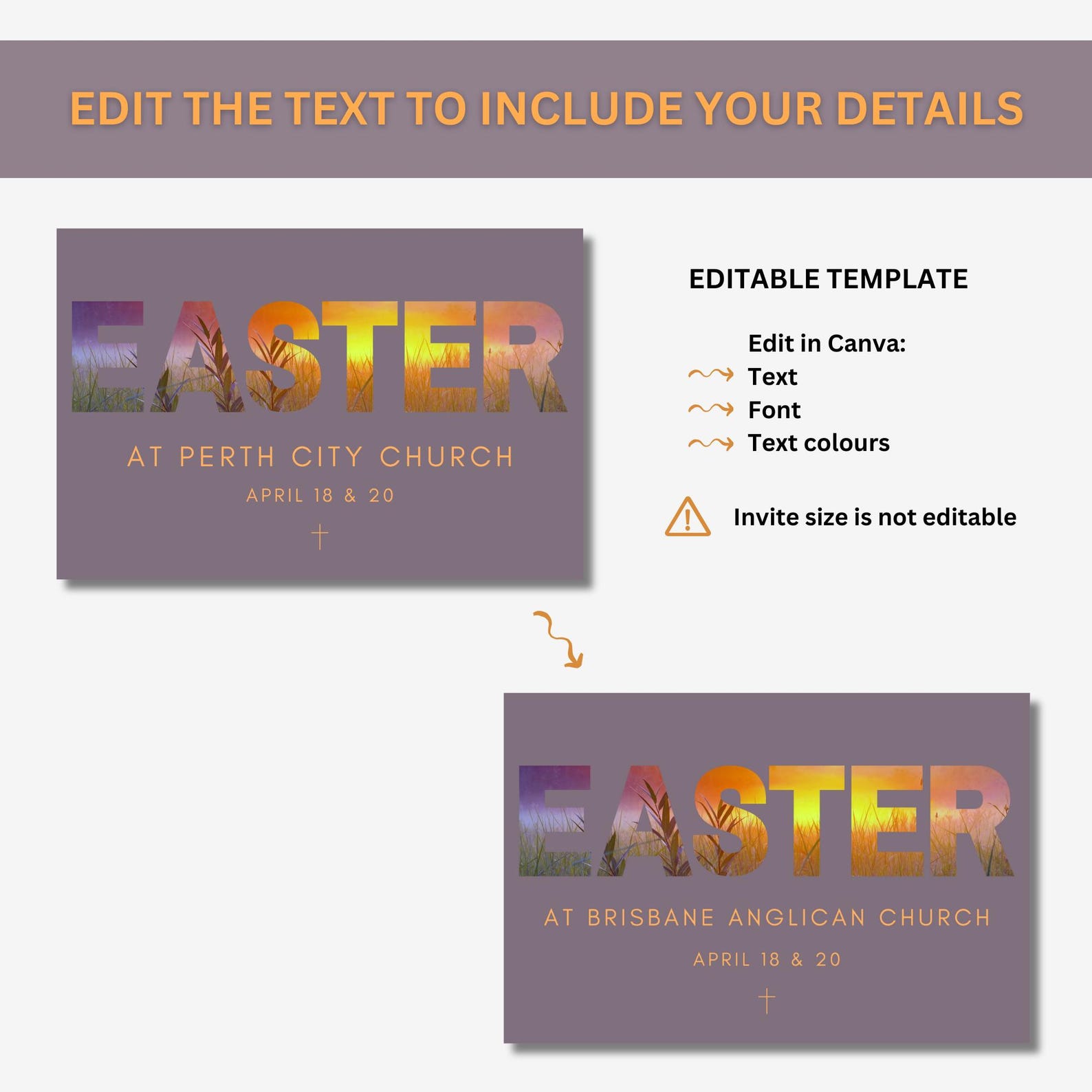 Easter Church Invite, Editable Easter Sunday Church Invite, Religious ...