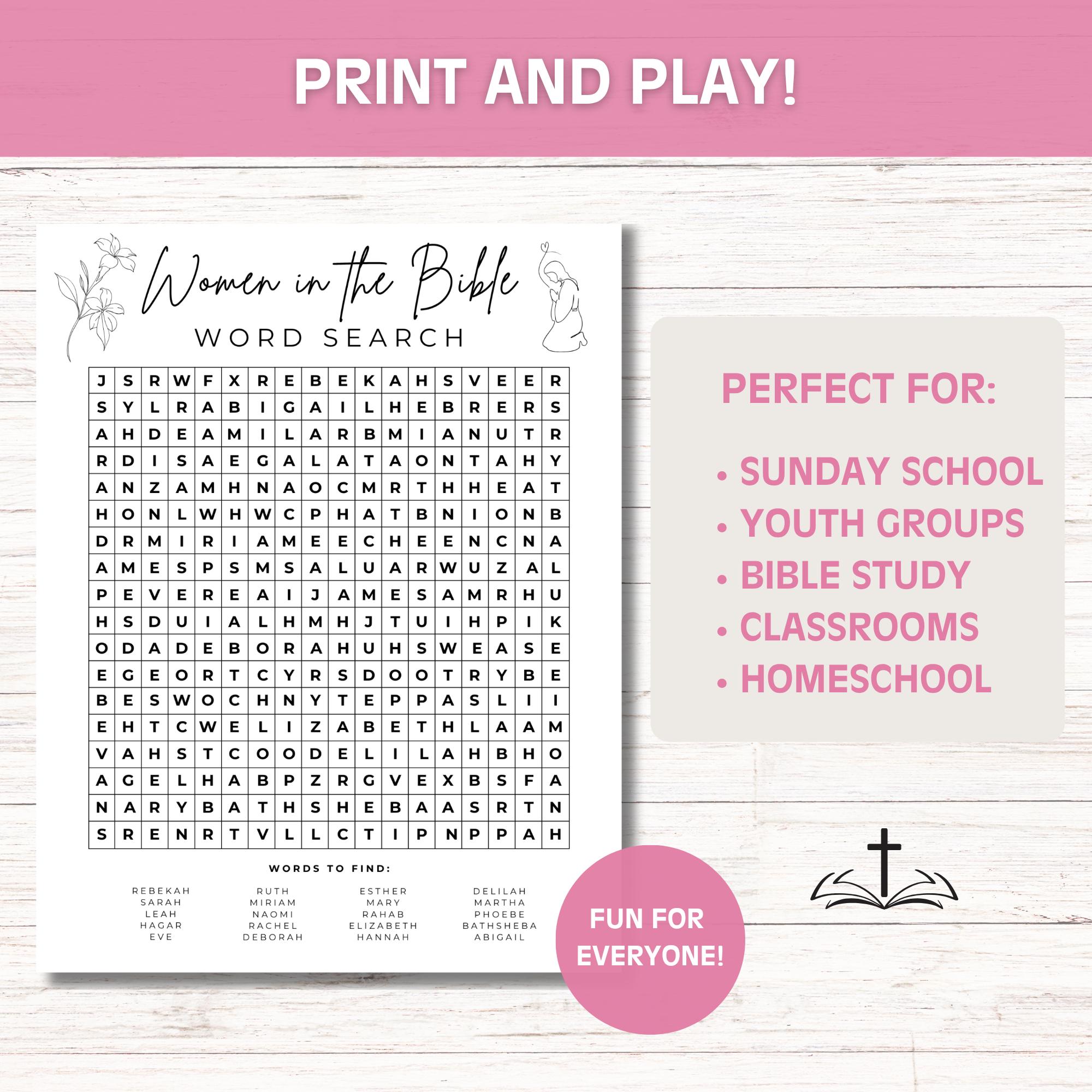 Women in the Bible Word Search, Printable Bible Games, Youth Group and ...