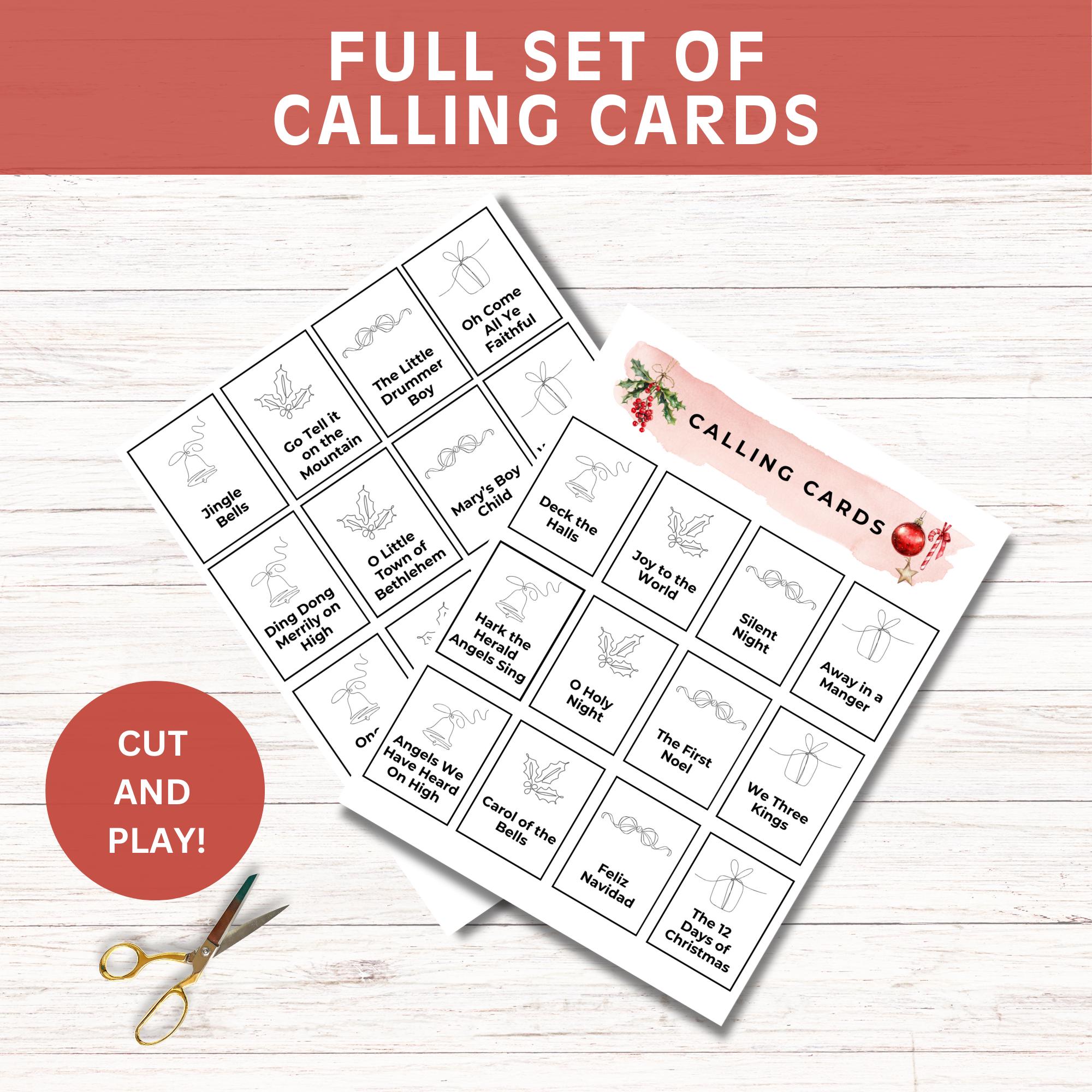 Christmas Carol Bingo, Printable Christmas Bingo Cards, Christmas Music ...