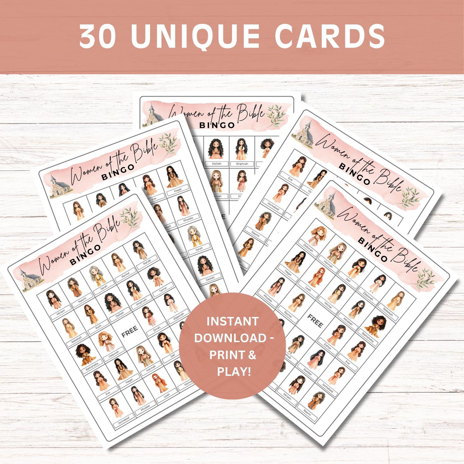 Bible Women Bingo Bible Bingo Game Printable Church Games for Sunday ...