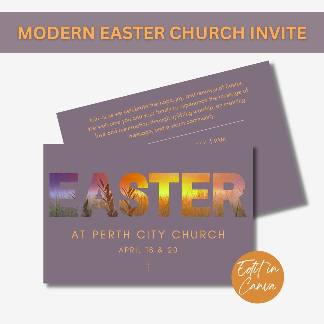 Easter Church Invite, Editable Easter Sunday Church Invite, Religious ...