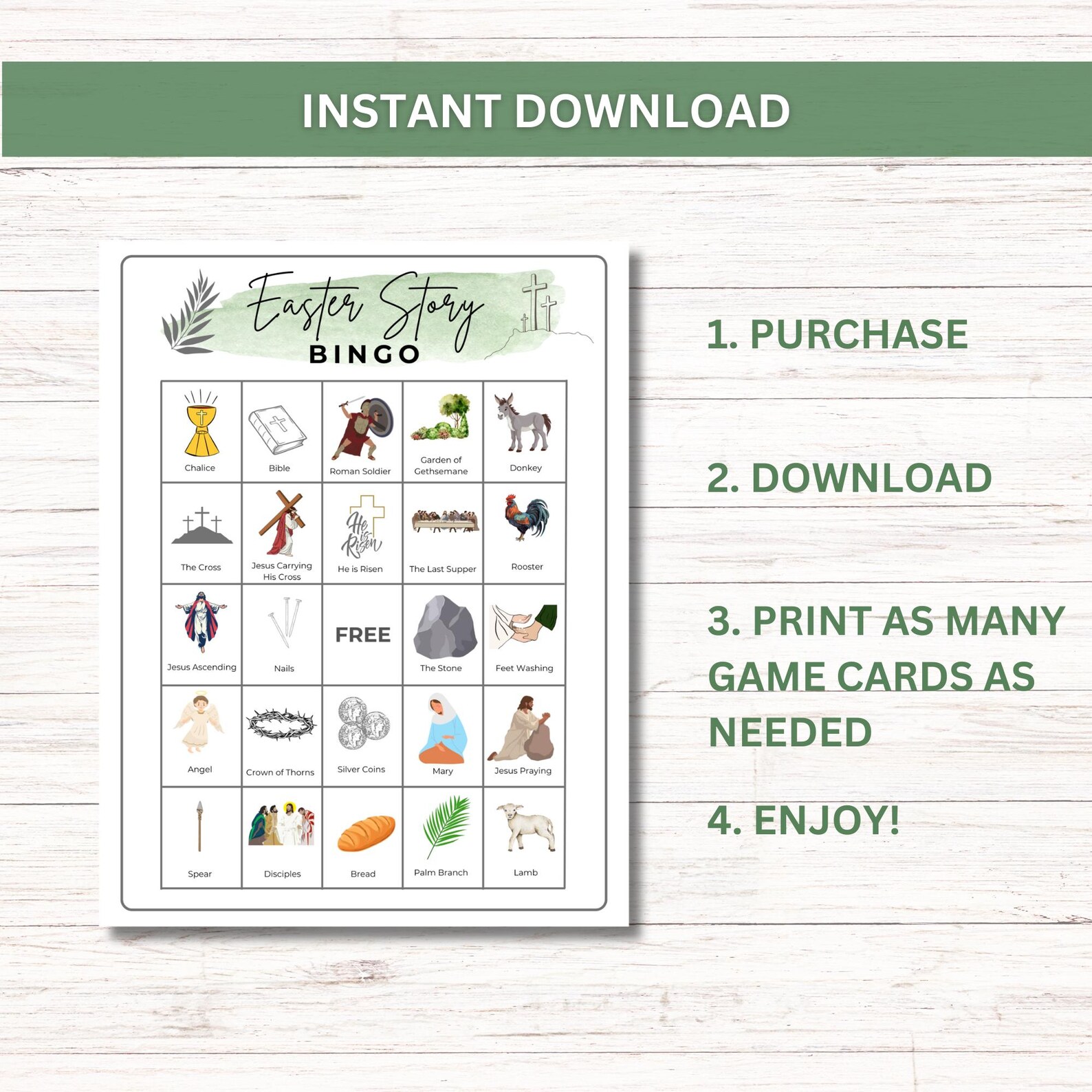 Easter Bingo Religious, Resurrection Bingo Cards, Printable Easter ...