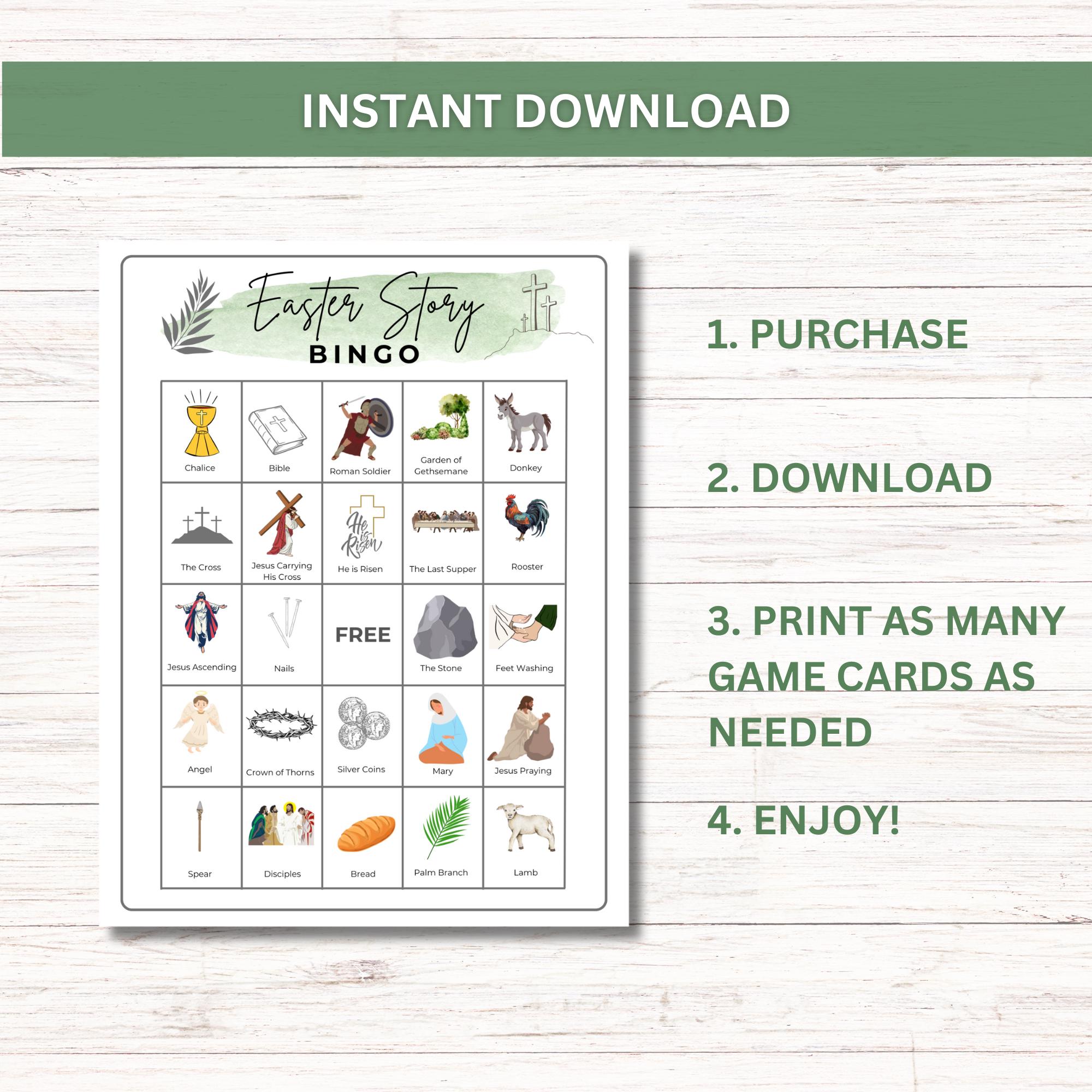 Easter Bingo Religious, Resurrection Bingo Cards, Printable Easter ...