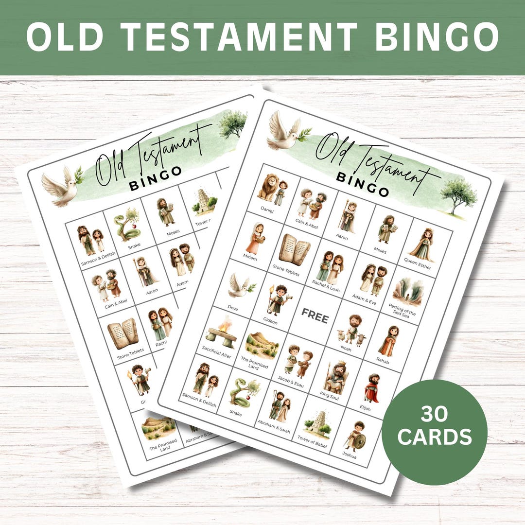Old Testament Bingo, Bible Stories Bingo Cards, Printable Church Bingo ...