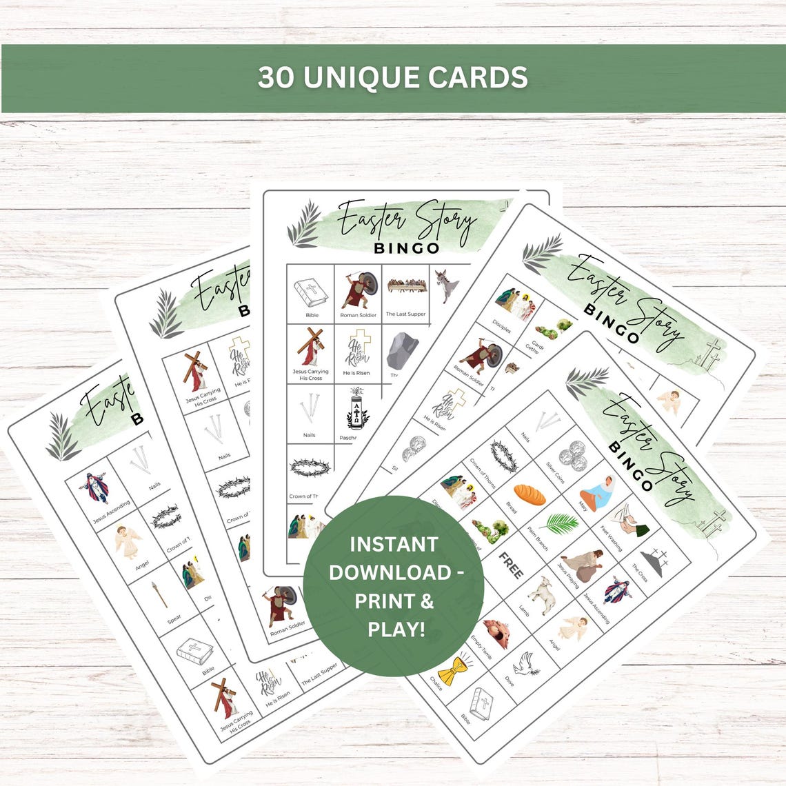 Easter Bingo Religious, Resurrection Bingo Cards, Printable Easter ...