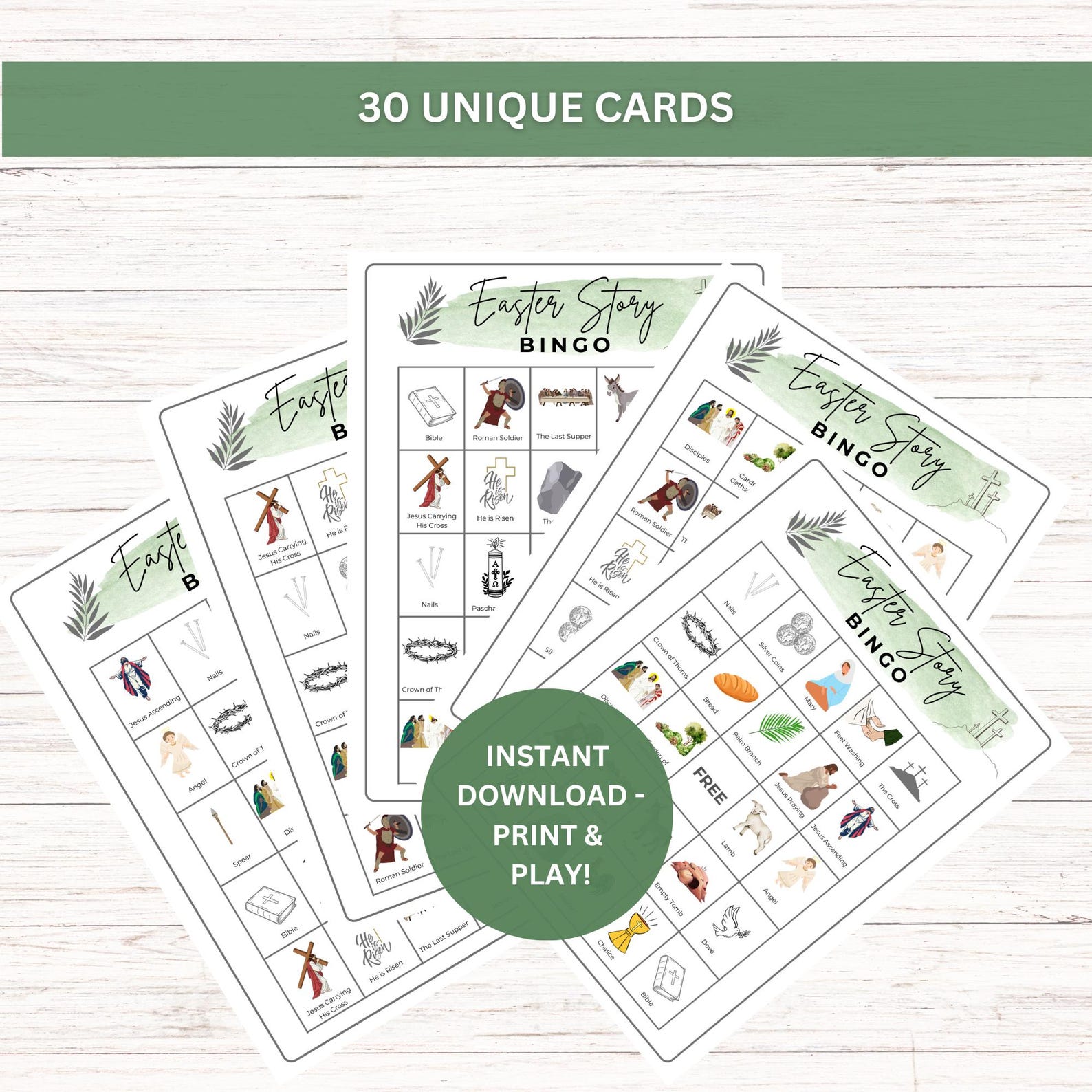 Easter Bingo Religious, Resurrection Bingo Cards, Printable Easter ...