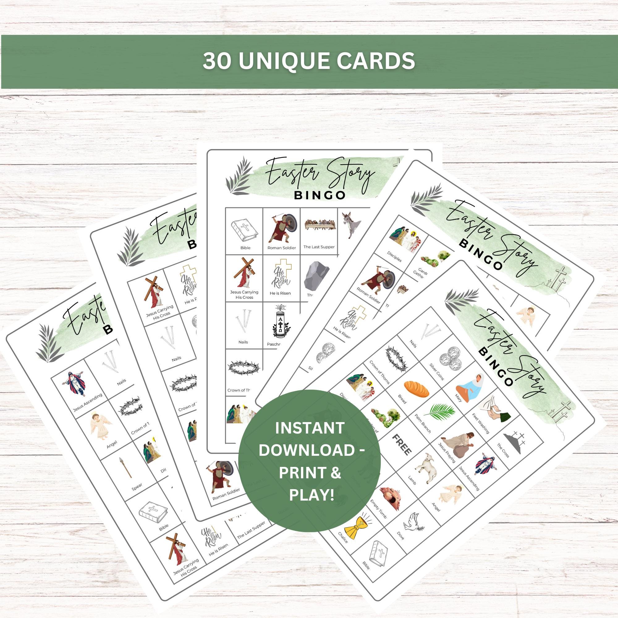 Easter Bingo Religious, Resurrection Bingo Cards, Printable Easter ...