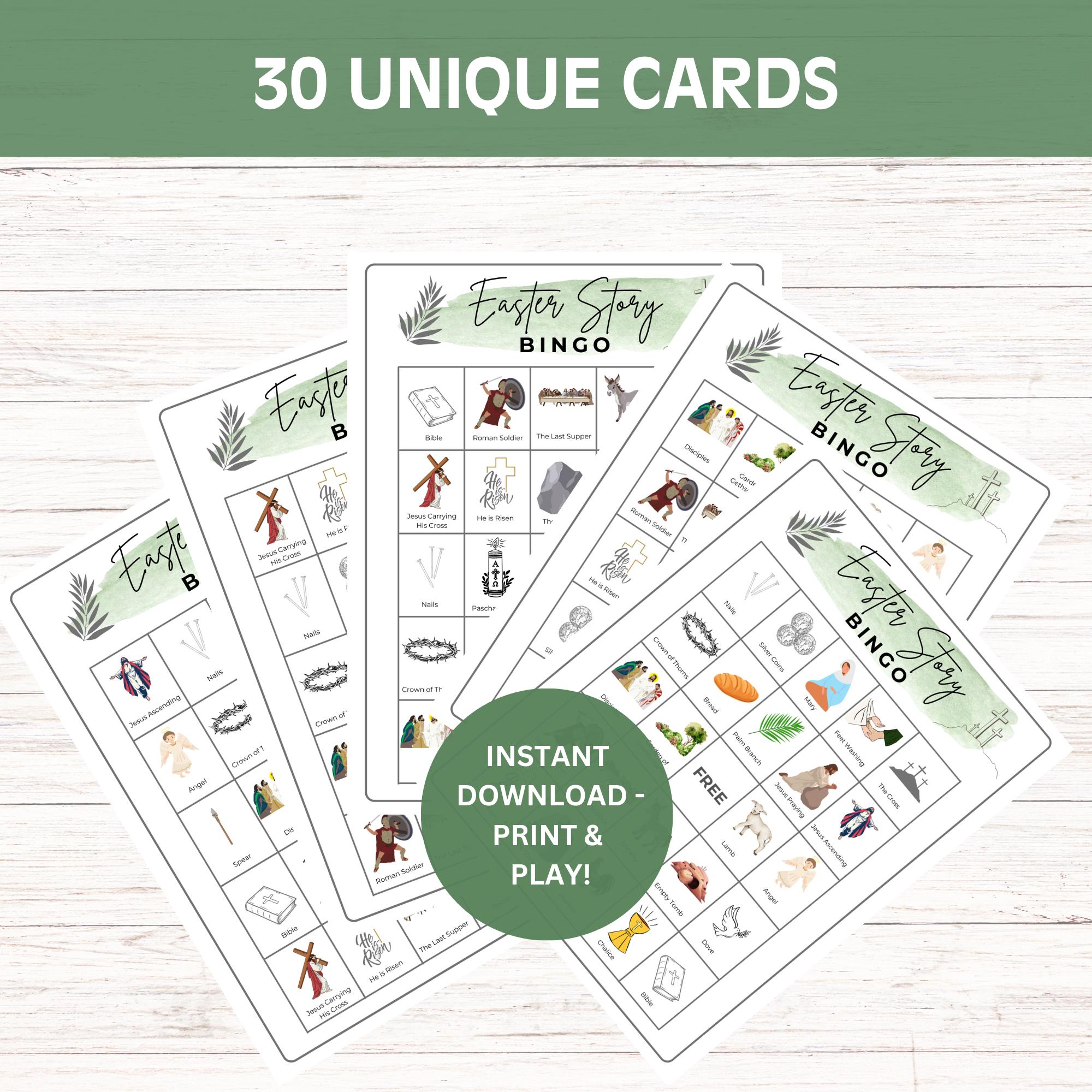 Easter Bingo Religious, Resurrection Bingo Cards, Printable Easter ...