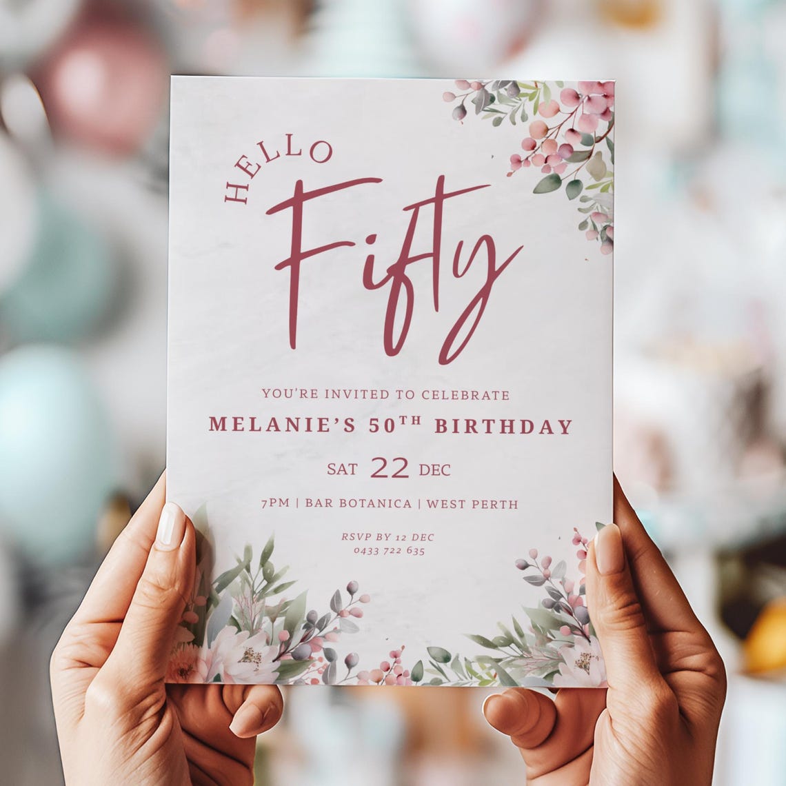 50th Birthday Invitation, 50th Birthday Invite, Hello Fifty Invitation ...