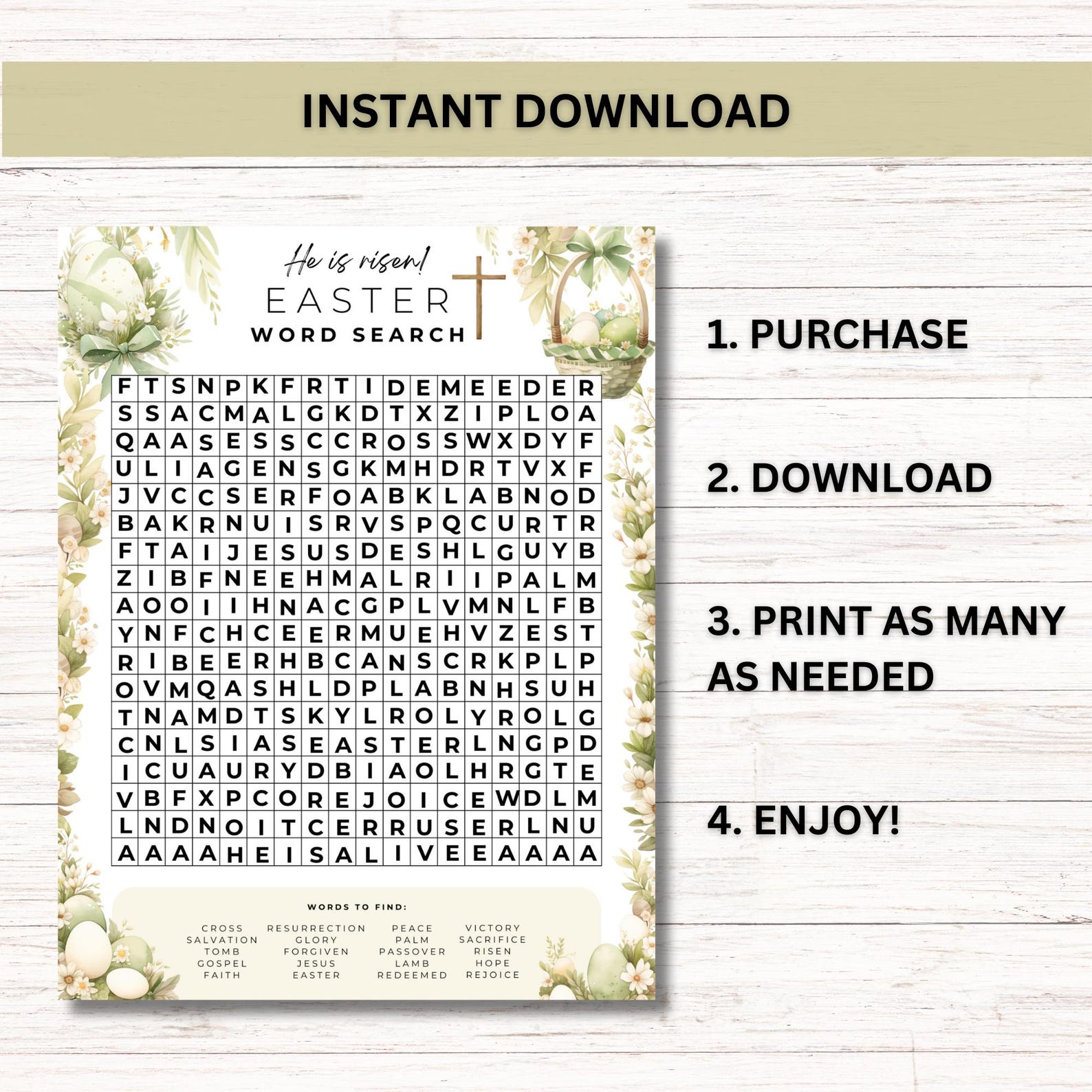 Easter Word Search, Printable Religious Easter Activity, Easter Bible ...