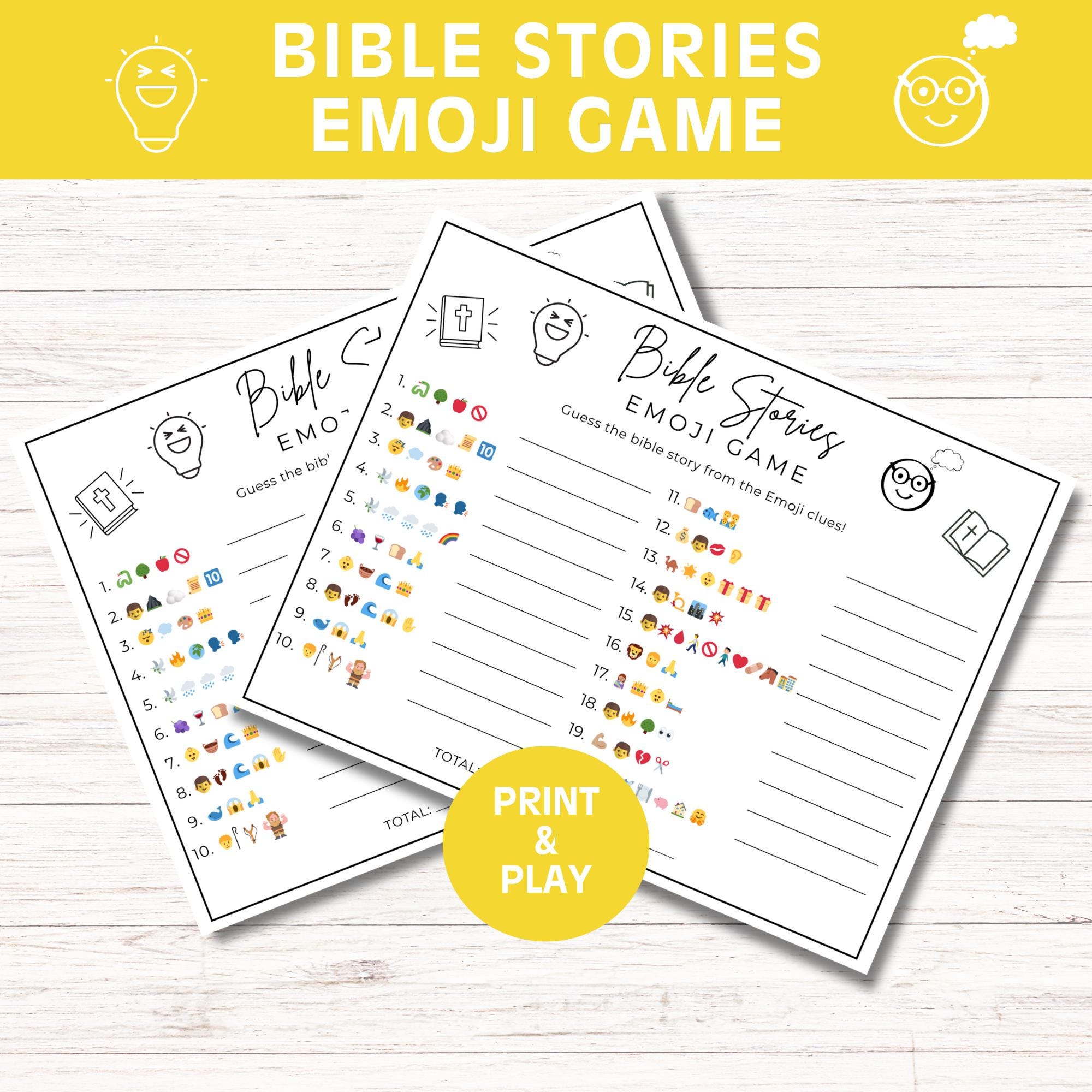Bible Emoji Game, Printable Church Bible Games, Youth Group and Adult ...