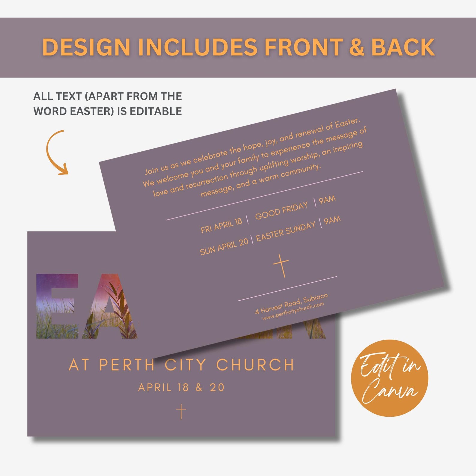 Easter Church Invite, Editable Easter Sunday Church Invite, Religious ...
