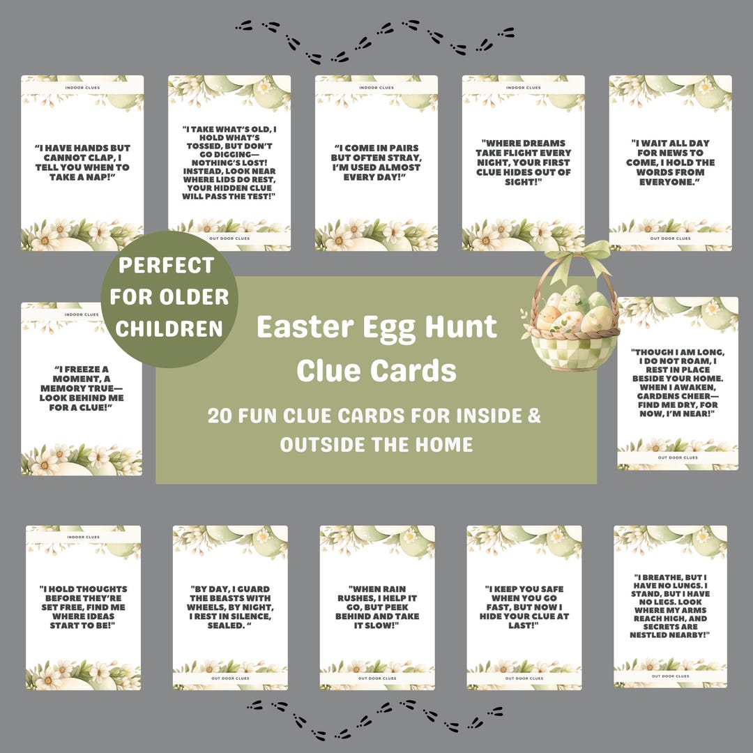 Easter Scavenger Hunt Clues, Easter Egg Hunt Clue Cards, Printable Kids ...