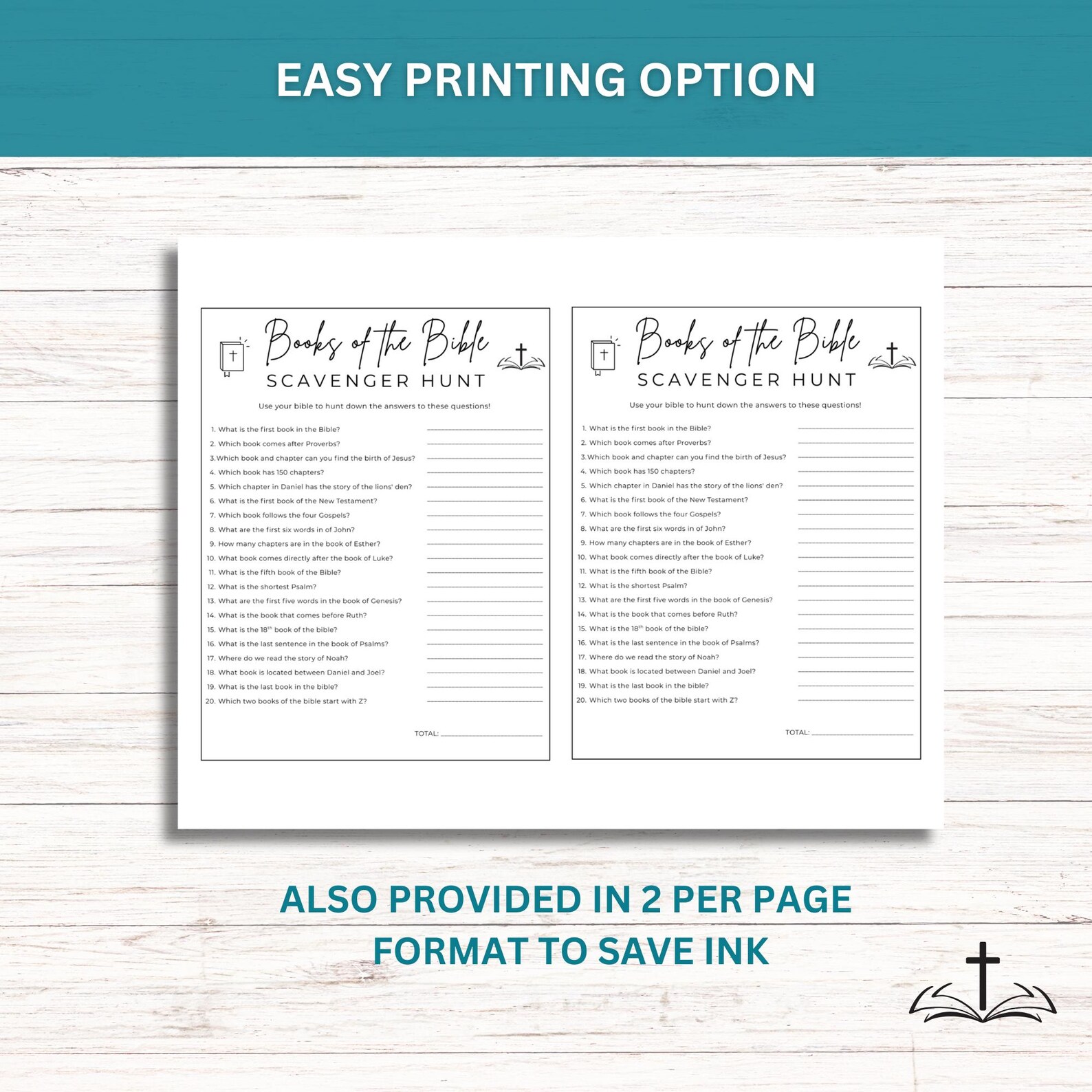 Books of the Bible Scavenger Hunt, Printable Church Bible Games, Youth ...