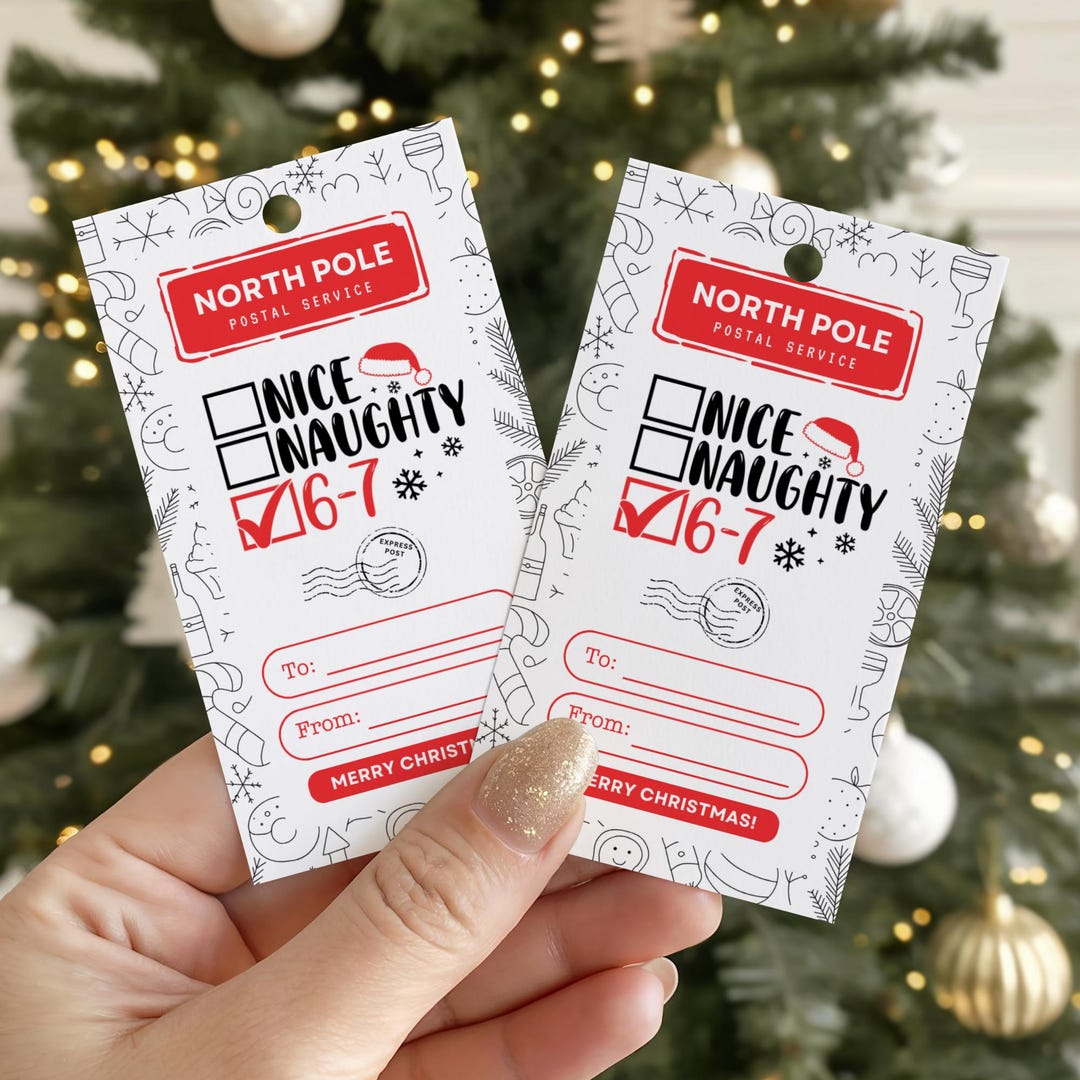 Christmas 6 7 Tags for Kids Printable, Funny 67 Classroom Holiday Favor ...