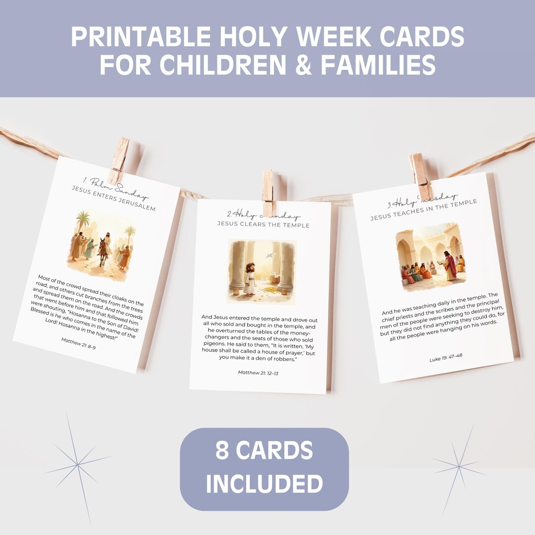Holy Week Cards for Kids and Families, Kids Christian Easter Story ...