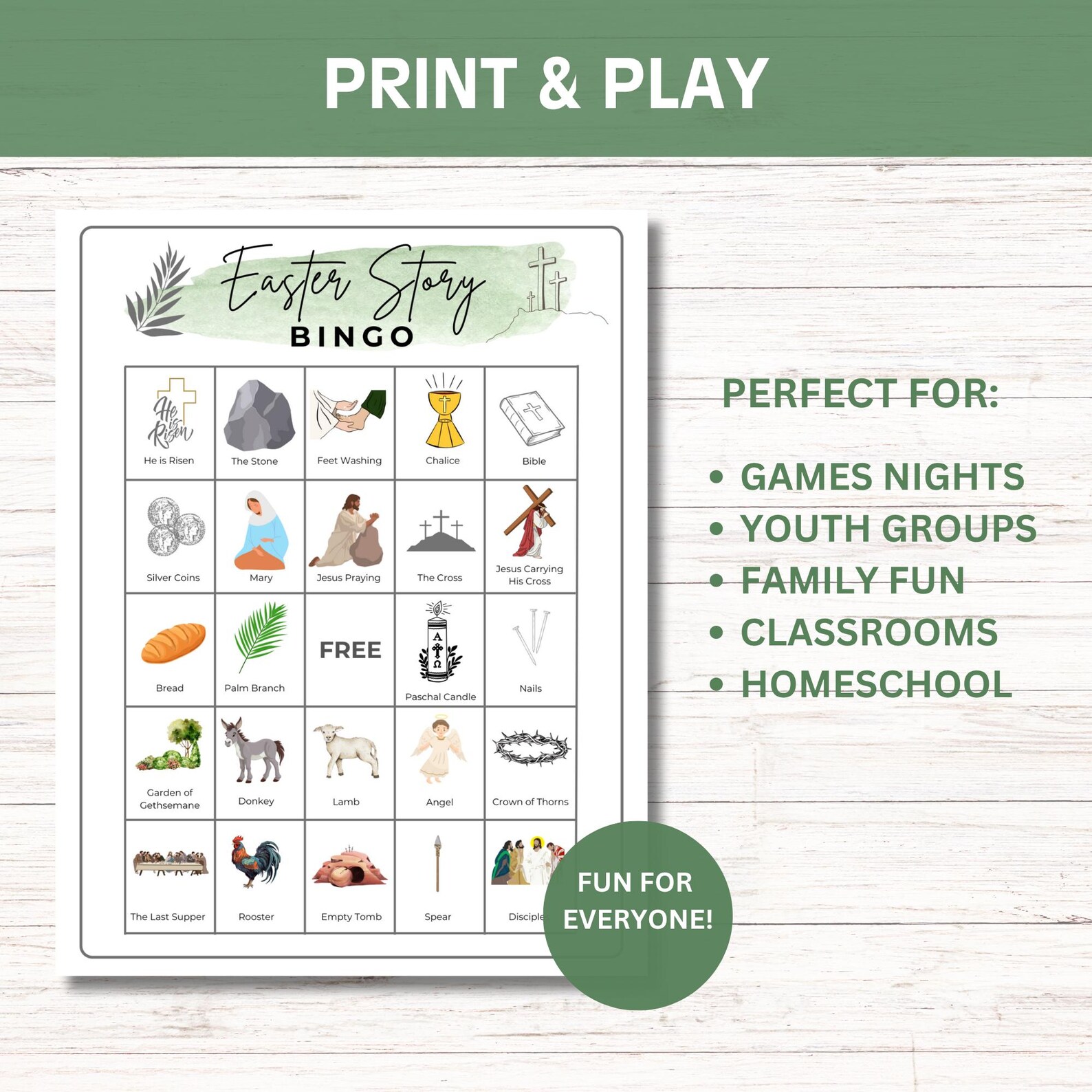 Easter Bingo Religious, Resurrection Bingo Cards, Printable Easter ...