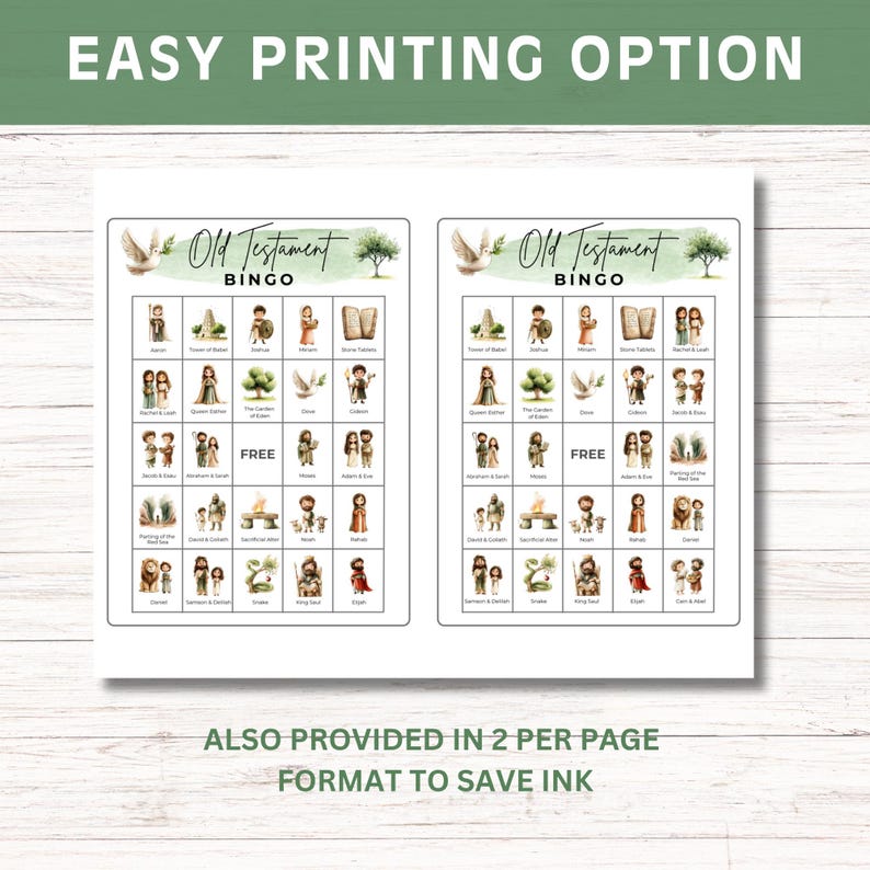 Old Testament Bingo, Bible Stories Bingo Cards, Printable Church Bingo ...