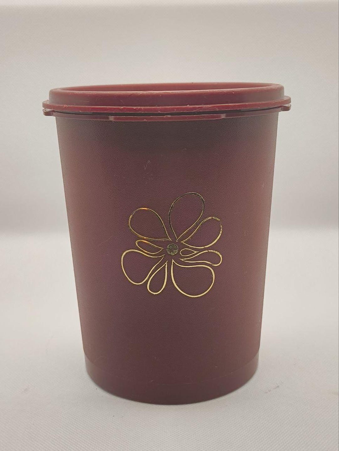 Vintage Tupperware Servalier Canisters in Maroon and Gold - Etsy