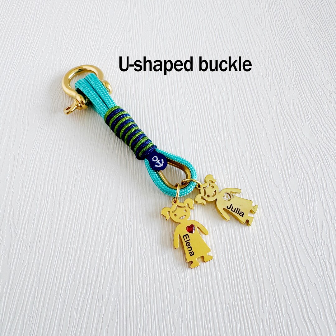Personalized Rope Keychain With Engraved Kids Charms & Birthstones • 2 ...
