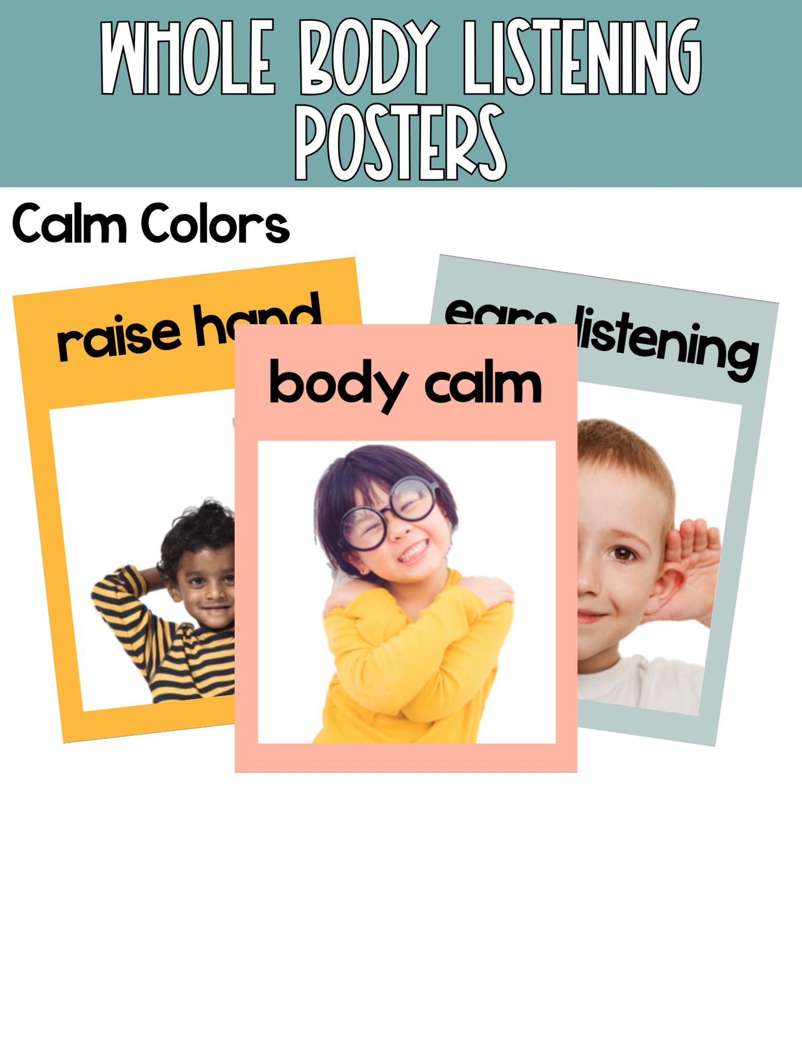 Whole Body Listening Posters- Calm Colors - Etsy