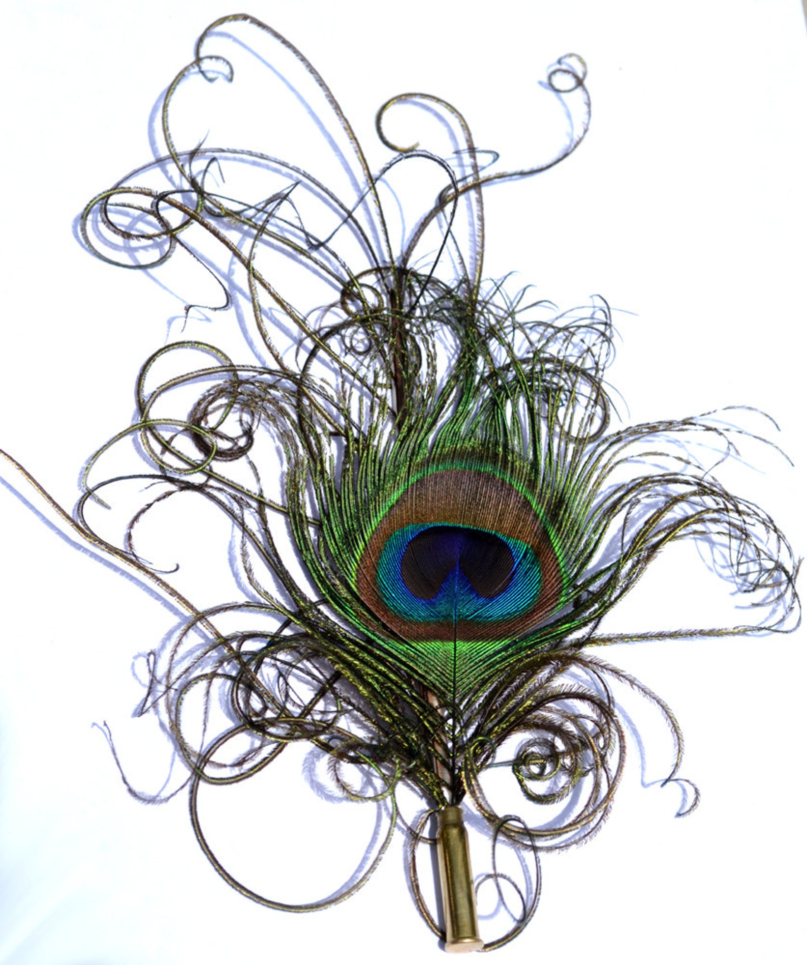 Peacock Feather Boutonniere With Bullet Casings Elegant - Etsy