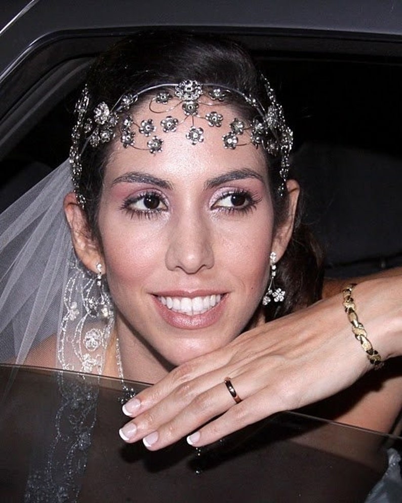 Grinalda - Custom Bridal Headpiece With Flowers and Swarovski Crystals ...