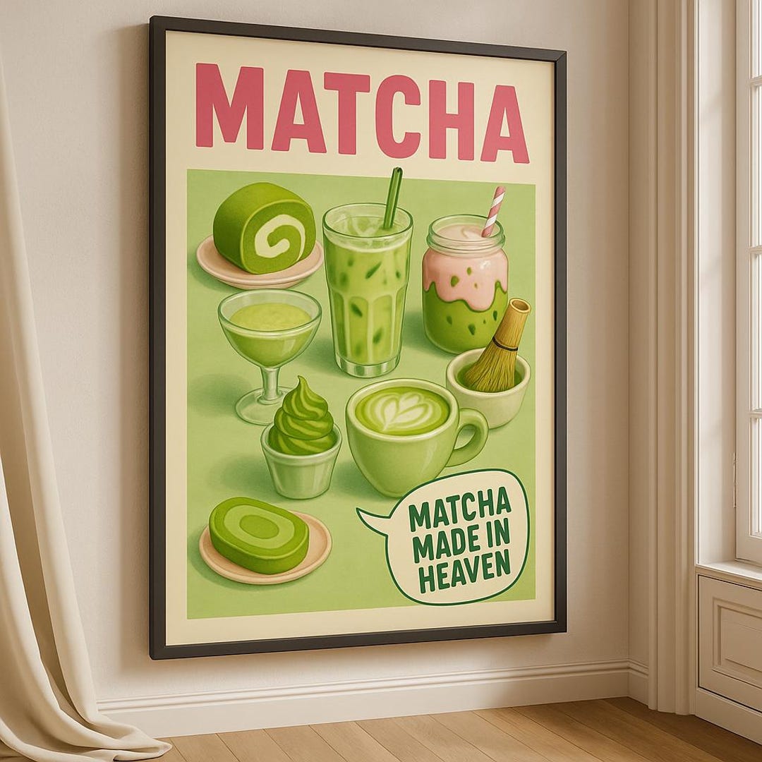Matcha Wall Art Print | Coffee Station Wall Art Decor, Coffee Bar Print ...