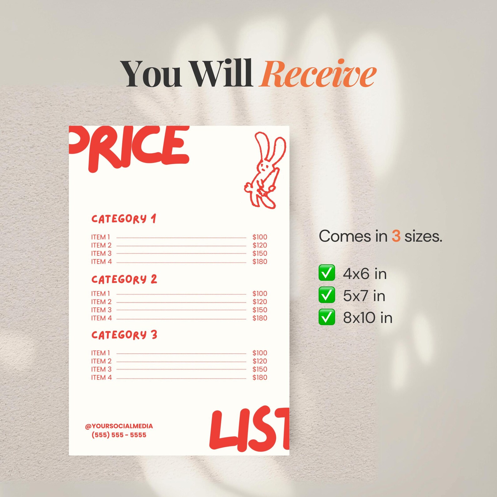 Cute Price List Template, Red Kawaii Service Menu Canva, Y2K Editable ...