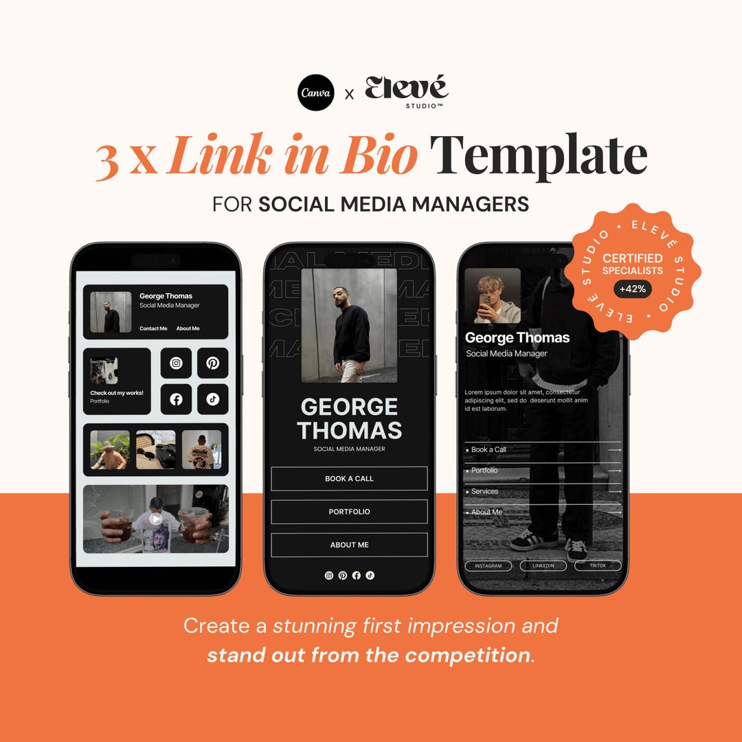 Instagram Link in Bio Template Bio Canva Website Template Social Media ...