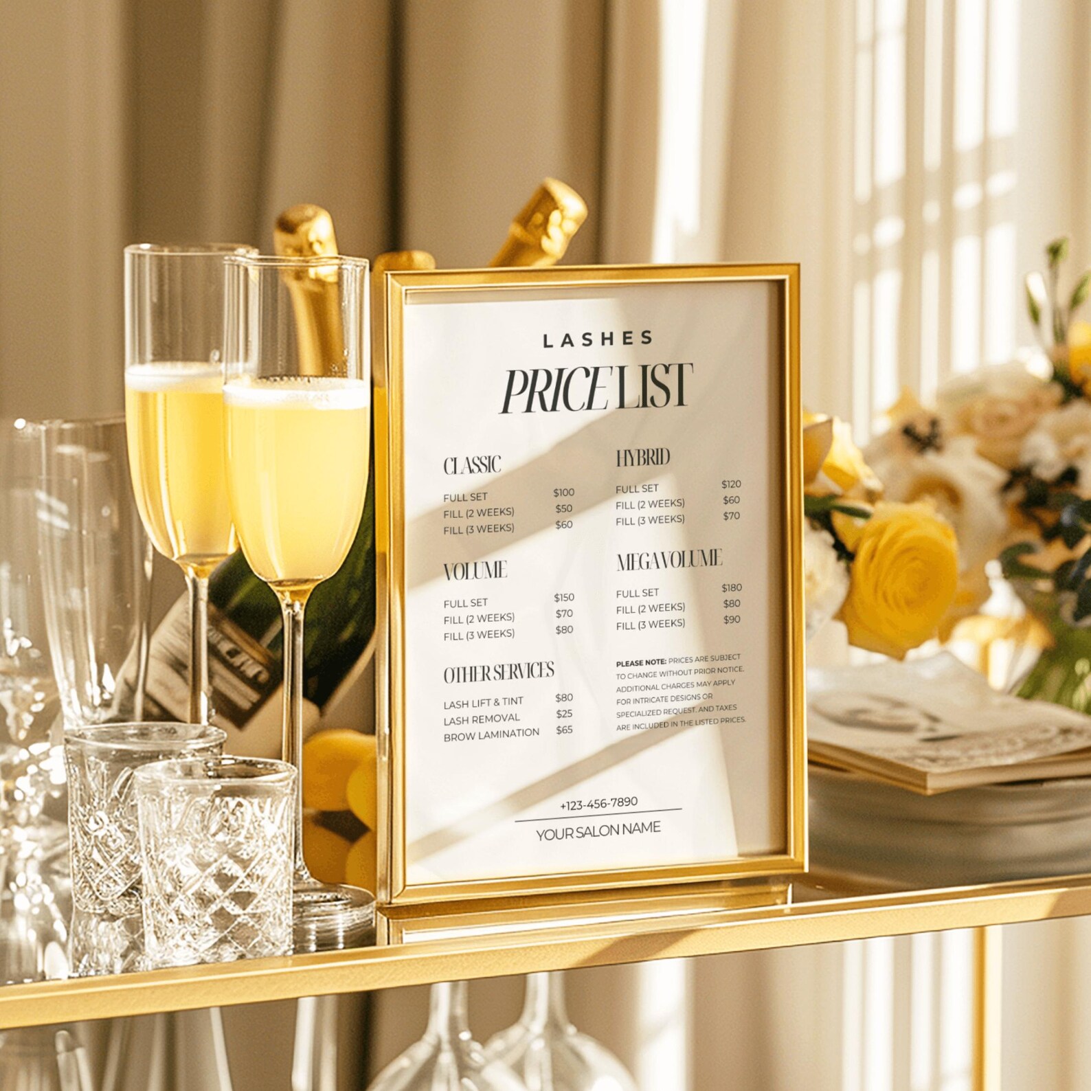 Lash Tech Price List Template, Esthetician Beauty Salon, Lash Extension ...