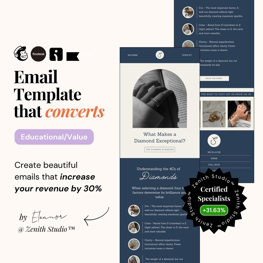 Klaviyo Email Marketing Templates Elegant Jewelry Omnisend Newsletter ...