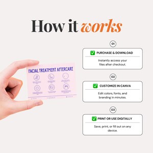 Pink Facial Treatment Aftercare Card, Skincare Aftercare Instructions ...