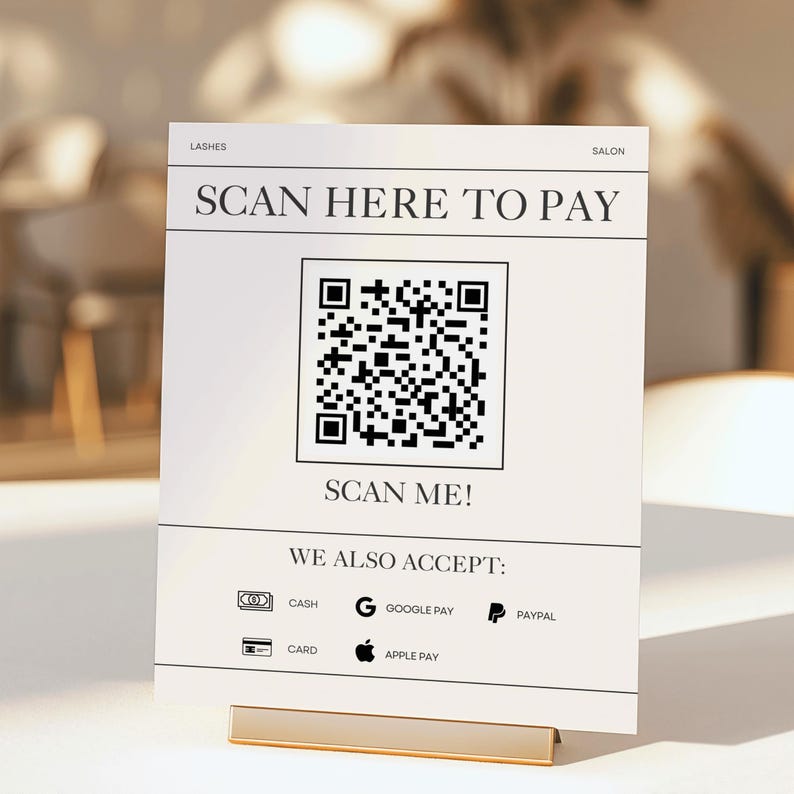 Scan to Pay Sign Printable QR Code Payment Sign for Small Business ...