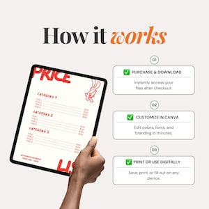 Cute Price List Template, Red Kawaii Service Menu Canva, Y2K Editable ...