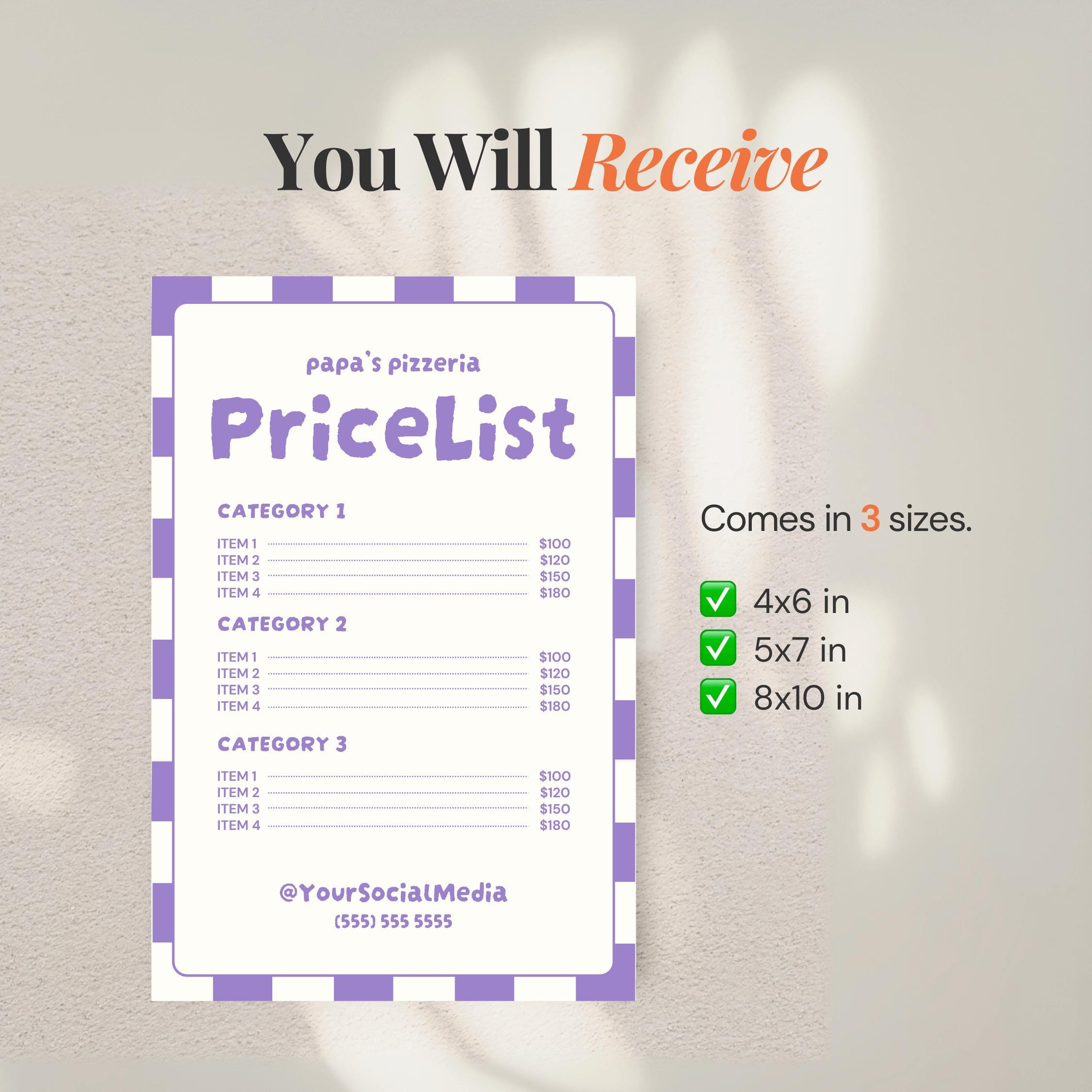 Retro Price List Template, Editable Purple Canva Menu, Fun Diner Style ...
