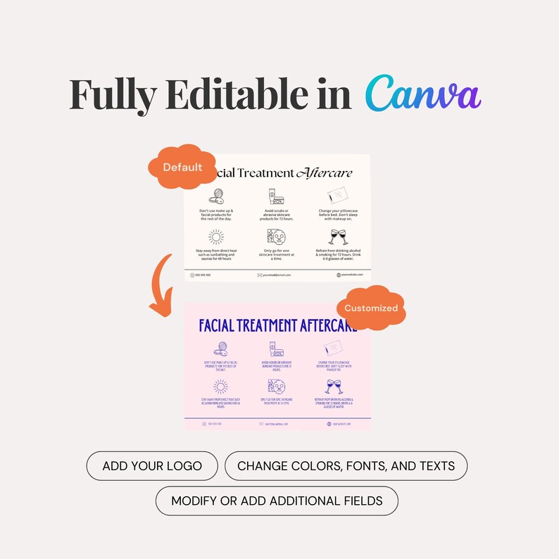 Microblading Aftercare Card Template, Editable Eyebrow Tattoo Care Card ...