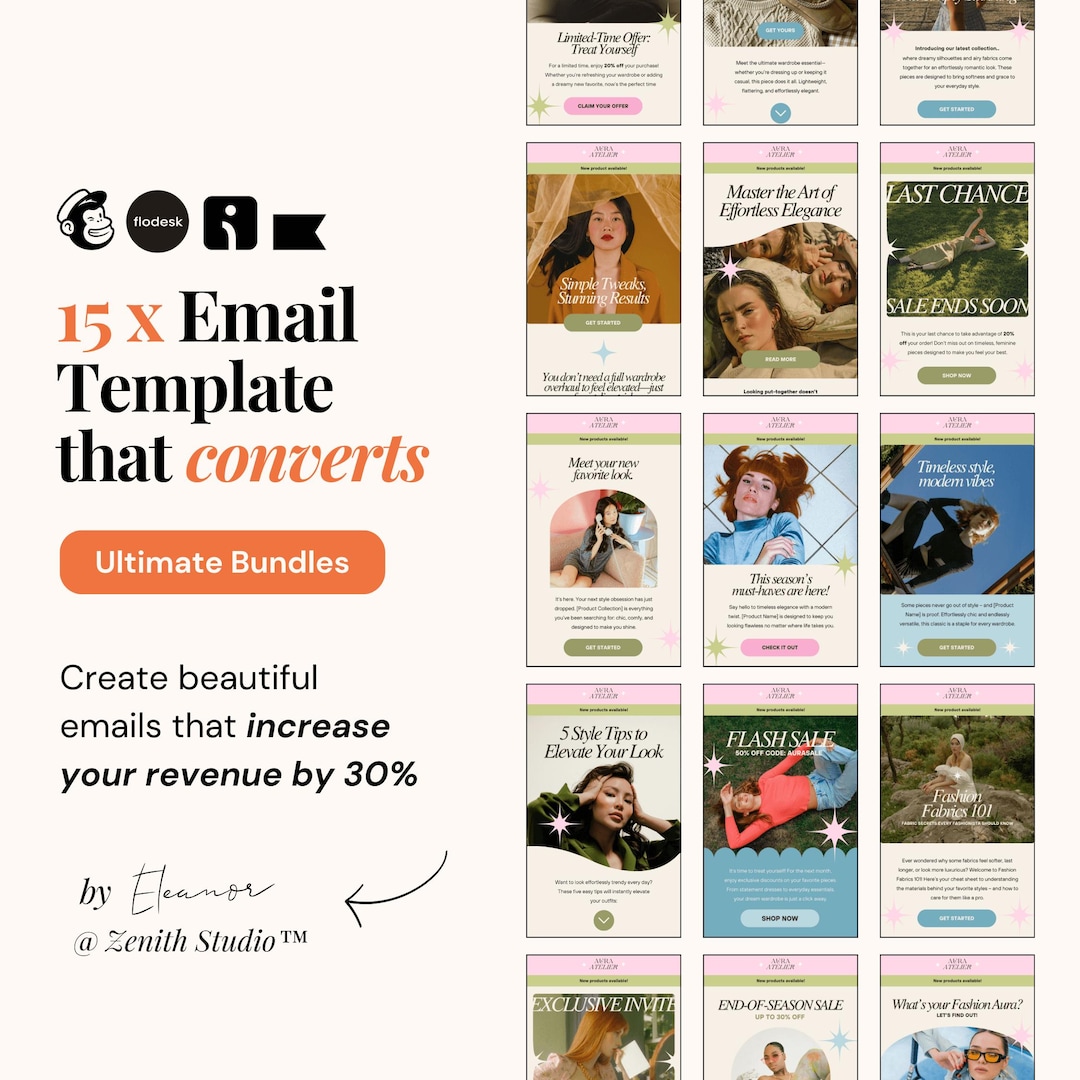 Email Marketing Templates BUNDLE Cute Mailchimp Newsletter Omnisend ...