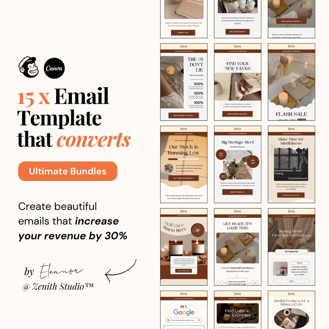 Mailchimp Email Templates Ultimate Bundle Editable Canva Newsletter ...